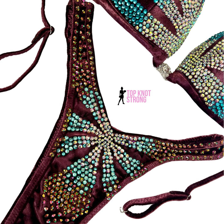 Figalicious Maroon and Blue Figure Physique Bodybuilding Crystal Compe ...