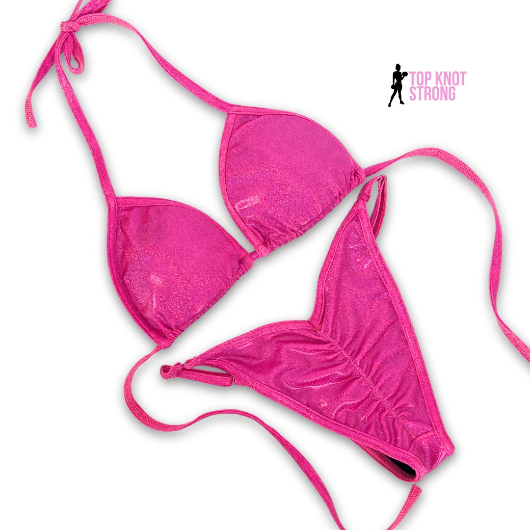 Neon Pink Fit Model Bikini Competition Suit – Top Knot Strong