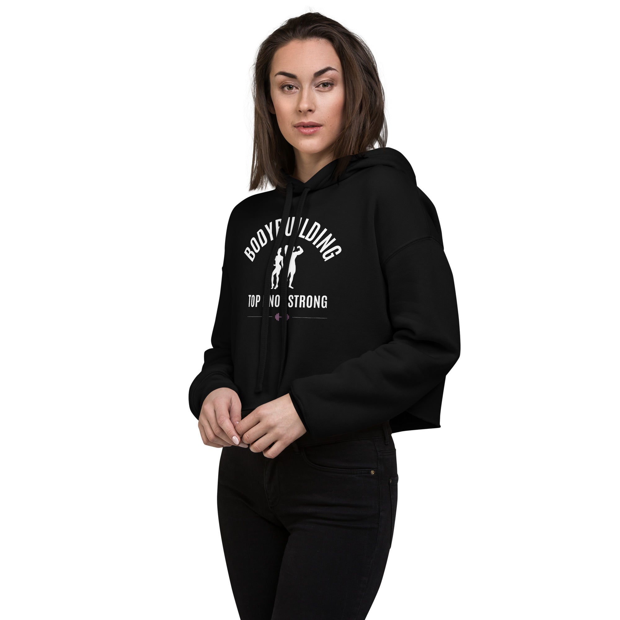 Bodybuilding Top Knot Strong Crop Hoodie
